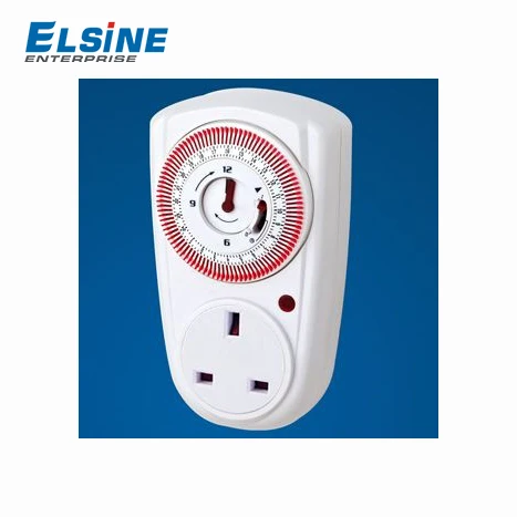 240v 13A TE-12A 24hr Plug in Mechanical Timer Switch - Elsine