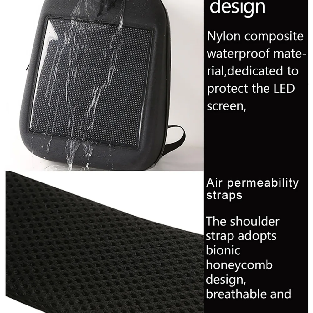 Anti-theft Cool Led Screen Display Backpack Laptop Smart Interactive ...
