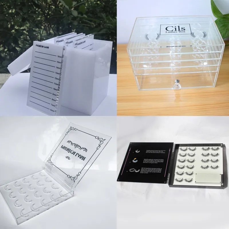Acrylic Clear Eyelash Organizer Case Storage Lash Case Strip Eyelash ...