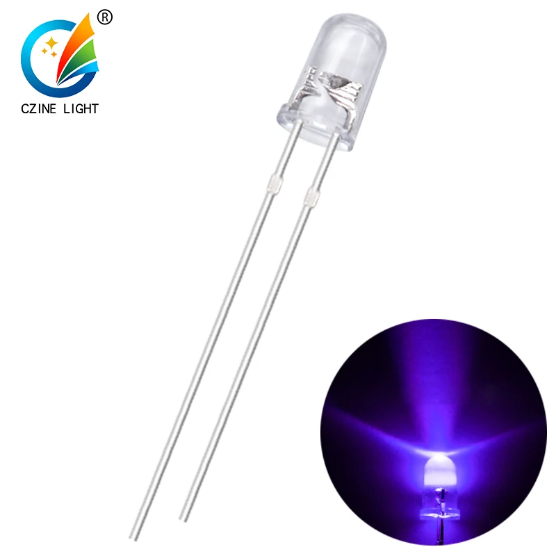 CZINELIGHT 5mm UV LED Diodes - Purple Color, 365nm-420nm