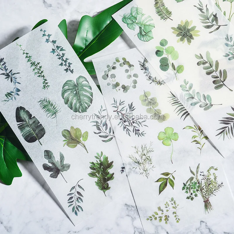 Green Plants Scrapbooking Stickers Leaves Foliage Planner Sticker - Buy ...