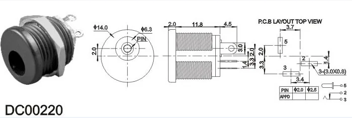 DC022 2.1 مللي متر 2.5 مللي متر PCB لوحة جبل dc الطاقة جاك موصل قابس ...