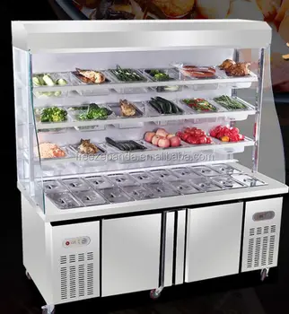 Refrigerated Salad Display Bar Refrigerator Salad Bar Counter Container ...