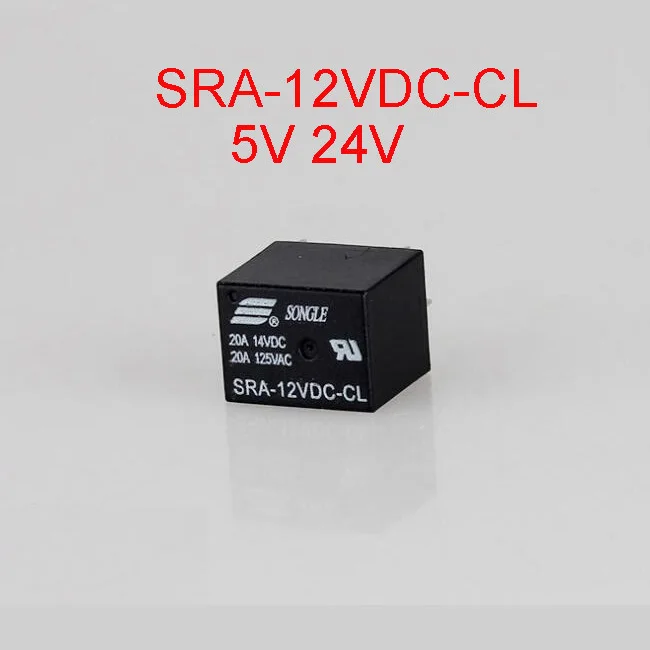 Sra-12vdc-cl 5v 12v 24v Dc Coil Power Relay 20a 5 Pin Sra-05vdc-cl Sra ...