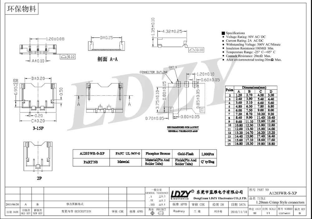 Natural Color Single Row 1.2mm Pitch JST ACH Connector