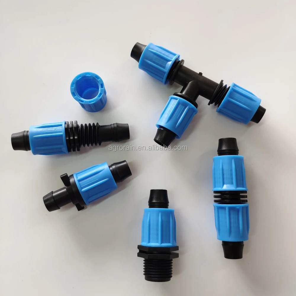 China 16mm PE Drip Line Lock Nut Elbow Connector Cheap Irrigation ...