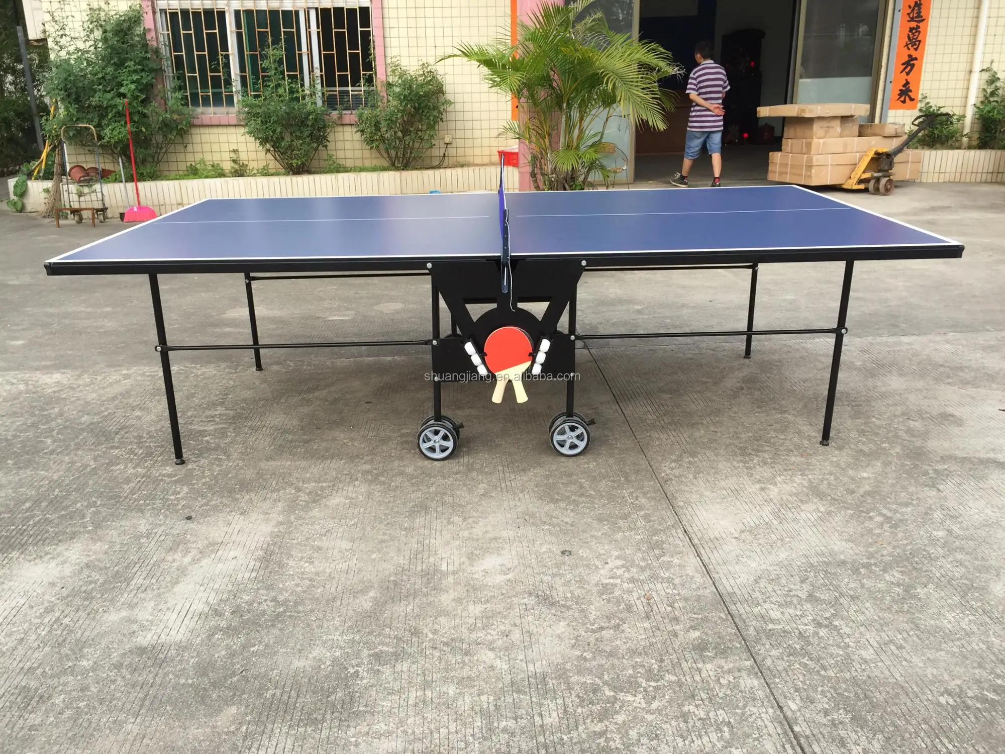 Double Folding Table Ping Pong,Pingpong Equipment With 4 Pcs Wheels ...