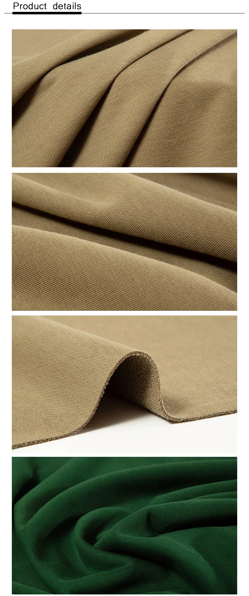 Thick 400gsm Textile 100% Cotton Loop Back Terry Fabric for Sweater