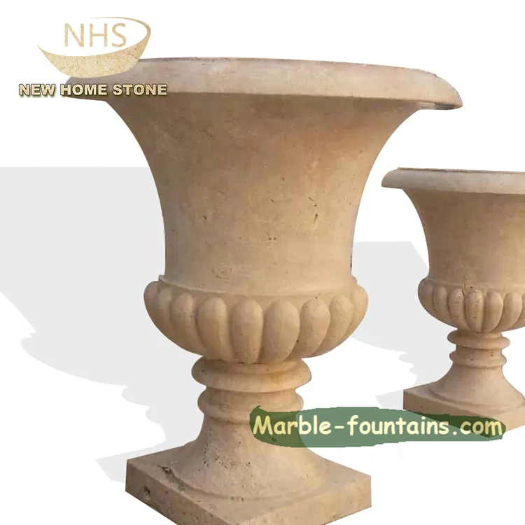 China Factory Home Garden Beige Travertine Decoration Pot - Buy ...