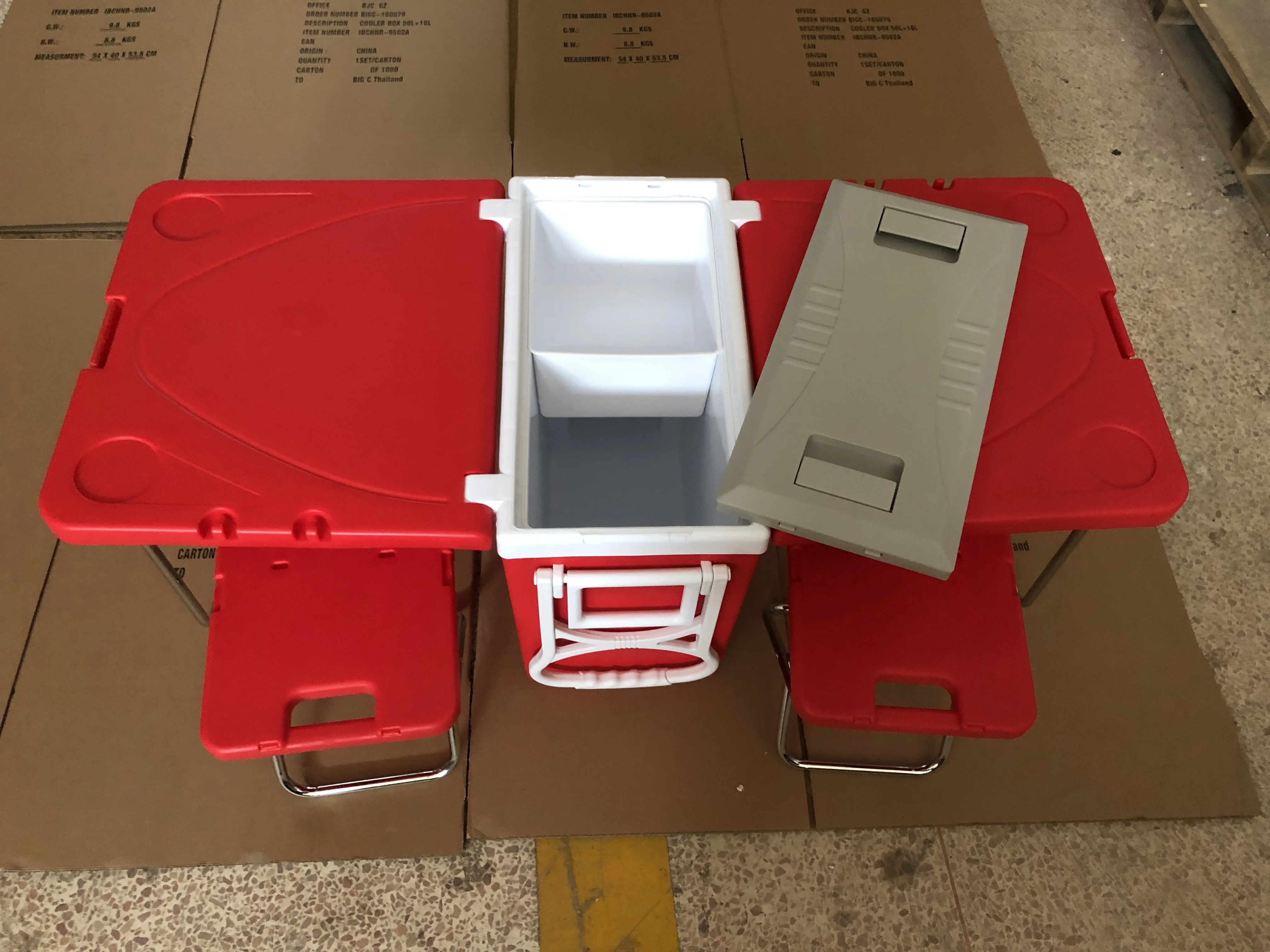 28l Plastic Folding Cooler Box Set With 2 Tables And 2 Stools For ...