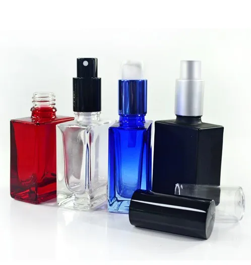 30ml 50ml 100ml Rectangle Glass Black Perfume Bottle With Spray Pump ...