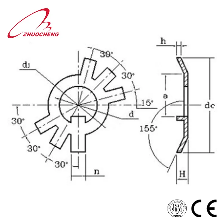 Black 65Mn GB858 Tab Stop Washers With Six Claws for Round Nuts| Alibaba.com