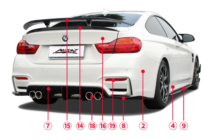 2014-2016 F32/F33/F36 4 Series M4-GT Style Body Kits for BMW