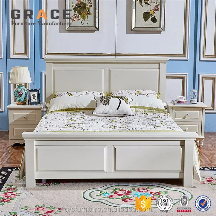 Shop High Quality Korean White Wooden Bed Samples Picture