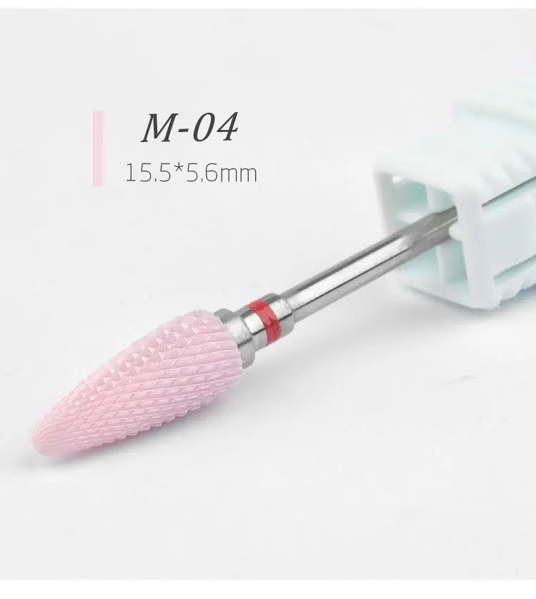 Bullet Shape Pink Ceramic Nail Drill Bits Callus Removing Manicure ...