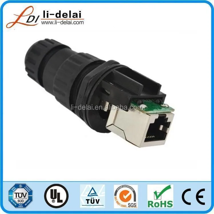 Front Panel Mount Rj45 Socket With Cable Waterproof Connector - Buy ...