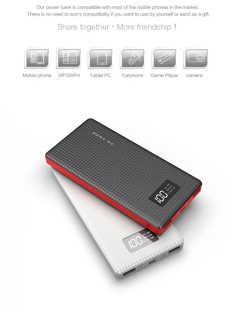 Pineng 10000mah Power Bank - Fast Charging & LED Display