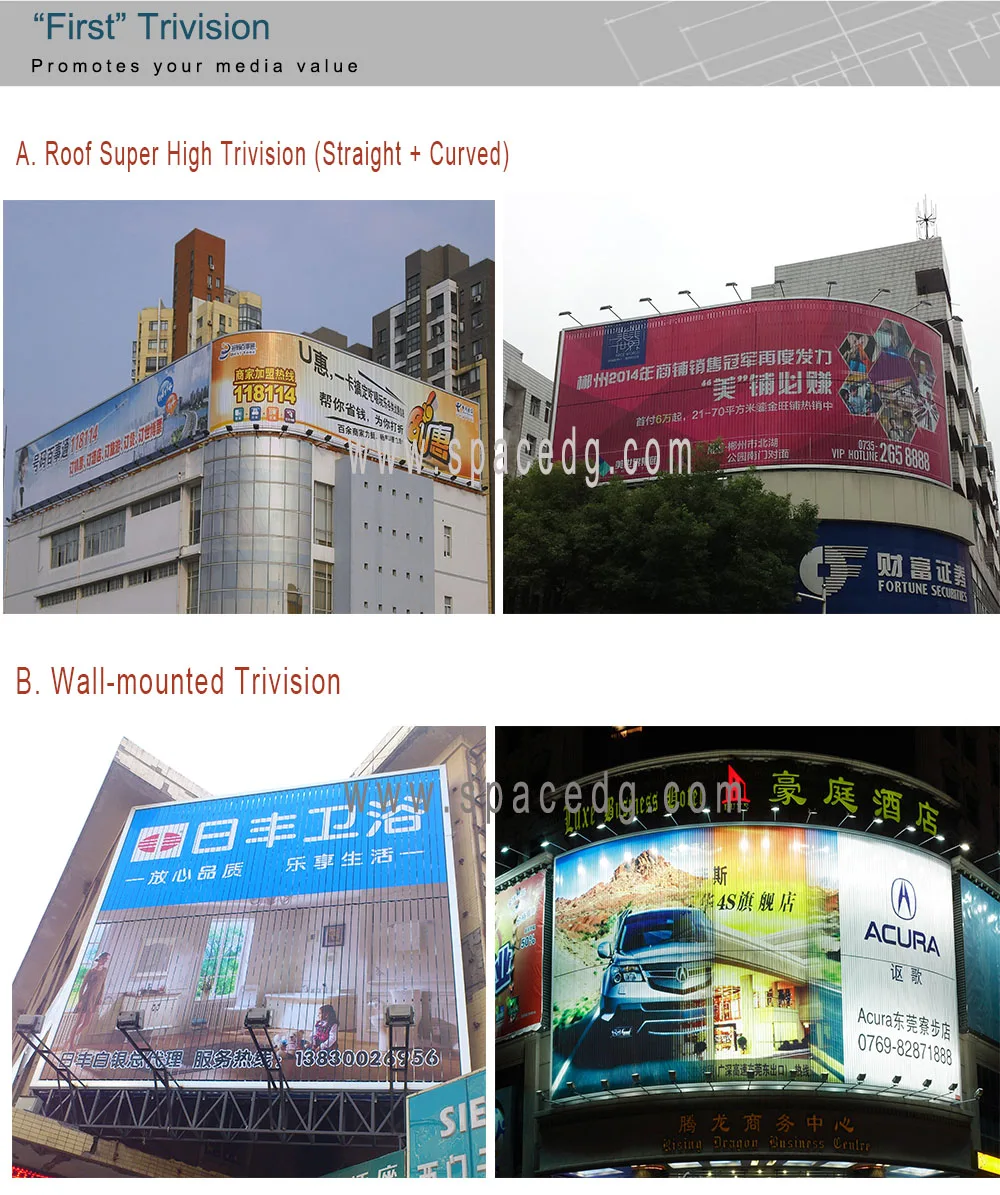 Large Size Outdoor Highway Advertising Rotating Tri-vision Billboard ...