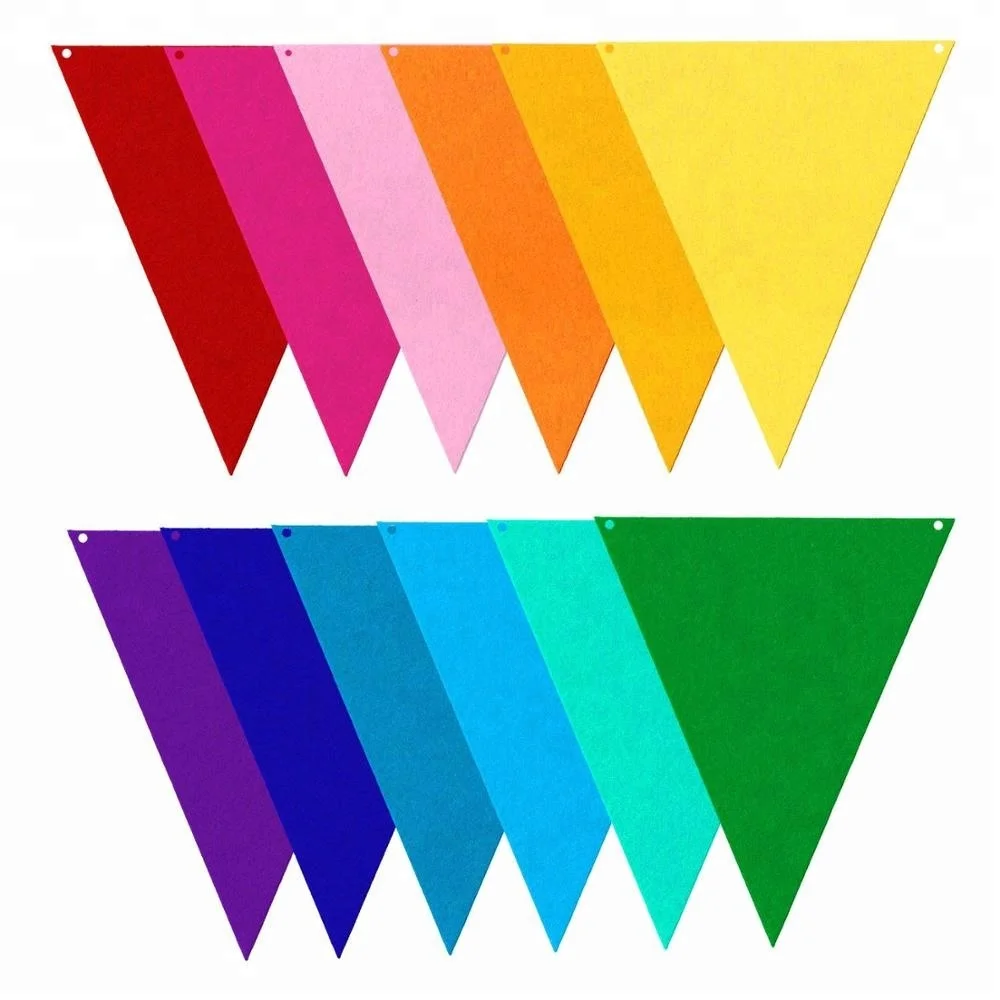 2 Pack Multicolor Felt Pennant Banner Flags For Kids Birthday Party ...