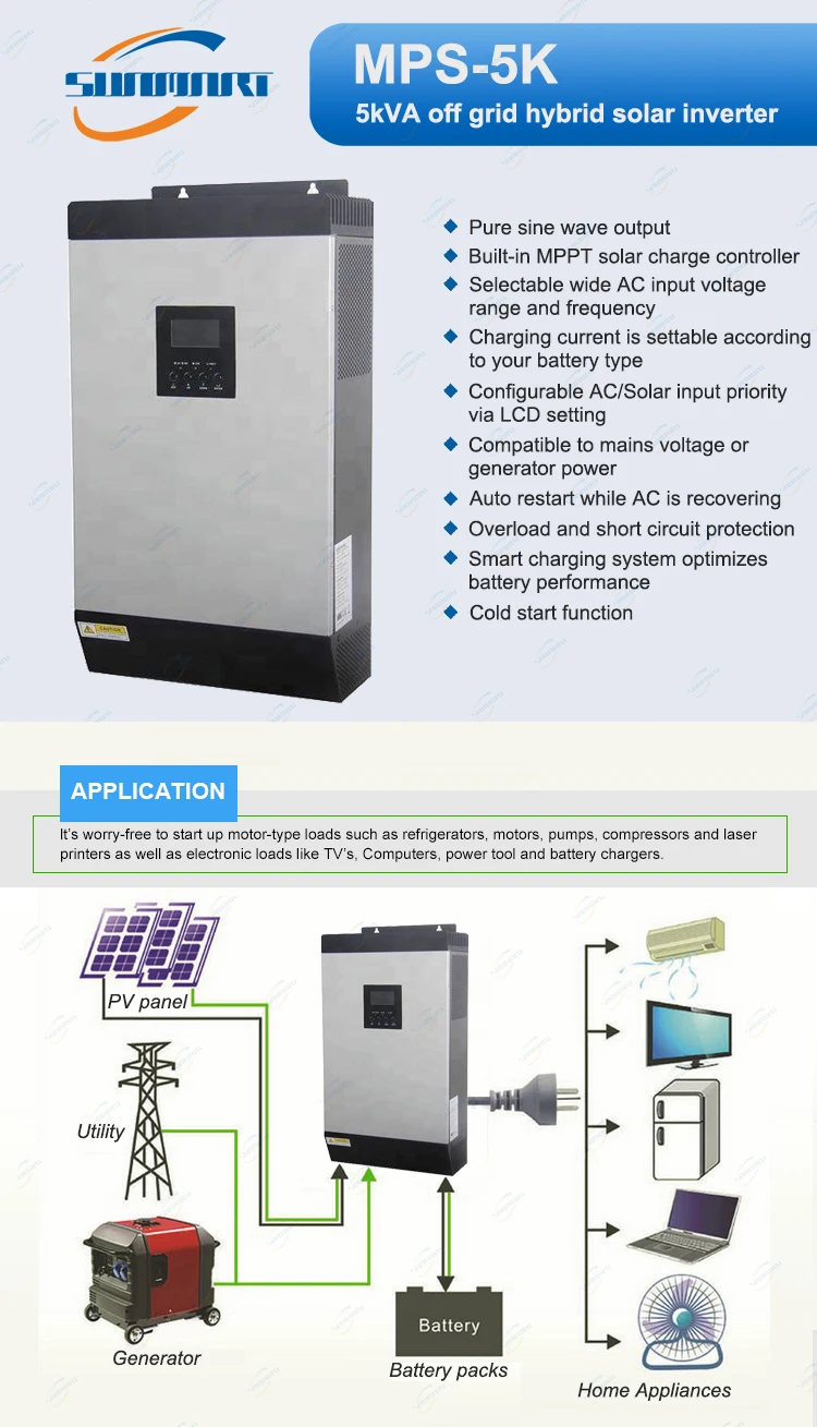 5kva Hybrid Solar Inverter With Built-in Mppt Solar Charge Controller ...