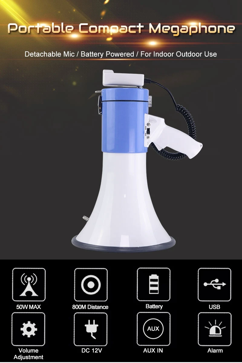 Dc-12v Rechargeable Plastic Handy Megaphone - Buy Plastic Megaphones ...