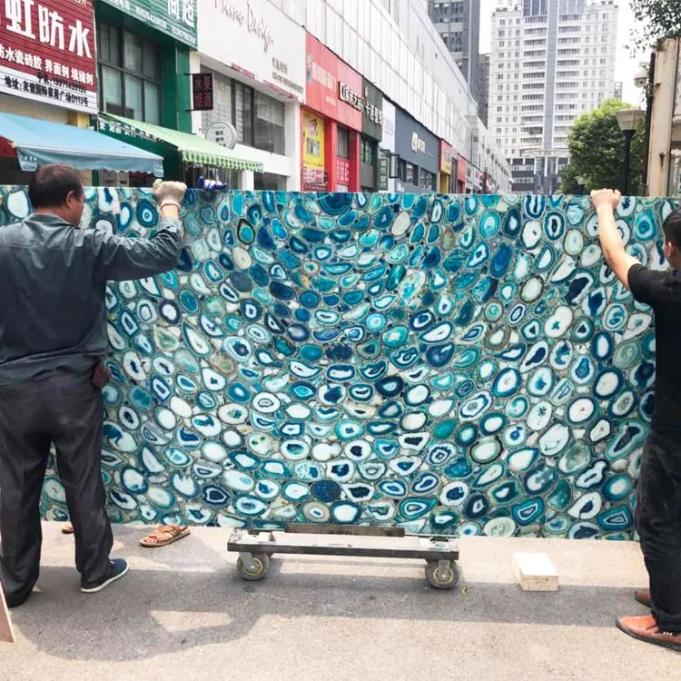 High End Building Material Blue Agate Marble Slab Wall Panel - Buy High ...