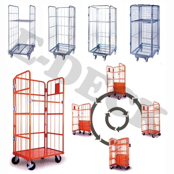 Warehouse Foldable Welded Heavy Duty Rolling Metal Storage Nesting ...