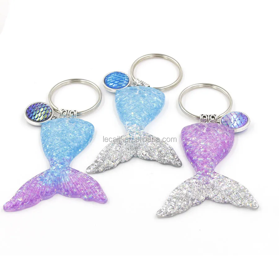 Little Mermaid Custom Colorful Glitters Mermaid Tail Beaded Keyring ...