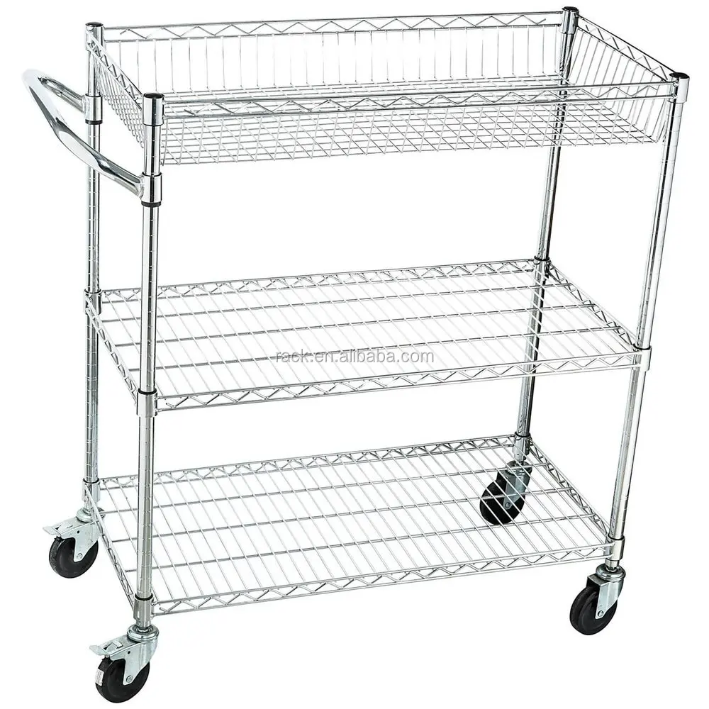 Heavy Duty Commercial Wire Rack Factory Utility Cart With Wheels - Buy ...