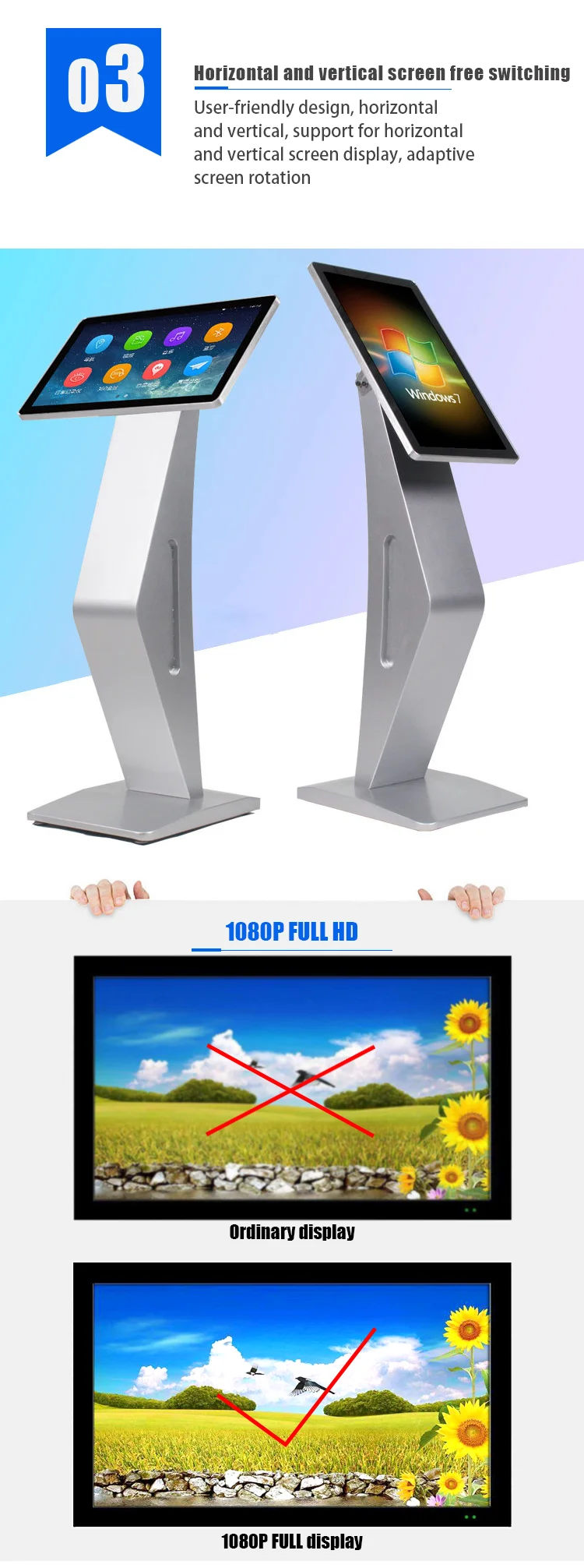 55 Inch Lcd Digital Signage Self Service Kiosk Interactive Kiosk Touch ...