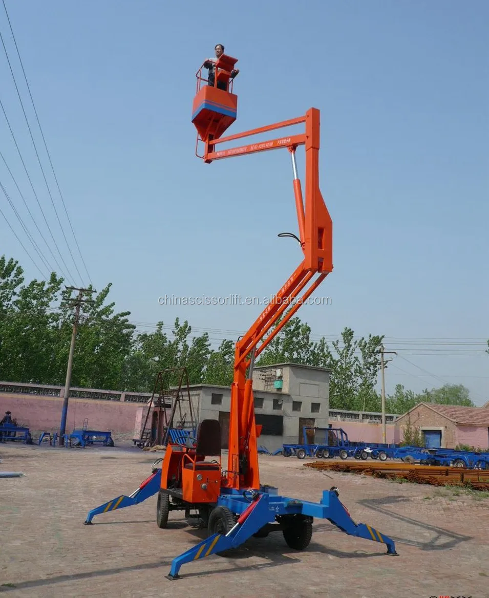 Hydraulic Trailer Boom Lift Reputably Mobile Portable Skylift 14 M ...