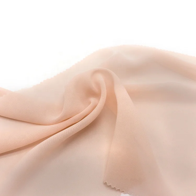 Beige 100% Polyester Chiffon Fabric - Soft & Pro-environment