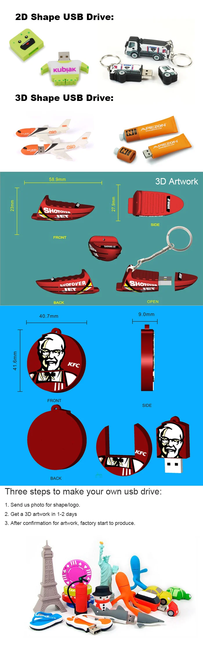 3d Shape Pvc Custom Usb Flash Drive 4gb 8gb 16gb - Buy Custom Usb Flash Drive,Pvc Usb Flash ...