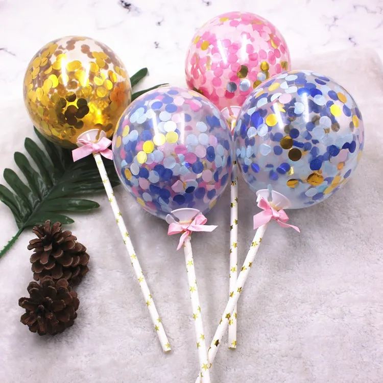 4 Inch Transparent Clear Latex Balloon Birthday Balloon With Stick ...