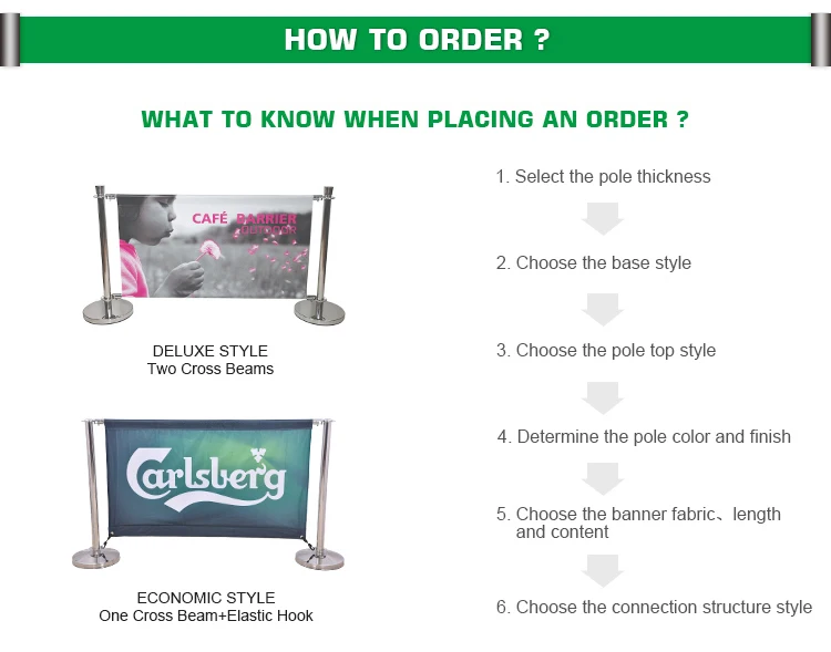 Customized Flat Top Stanchion Hanging Ads Barrier Banner With Black ...