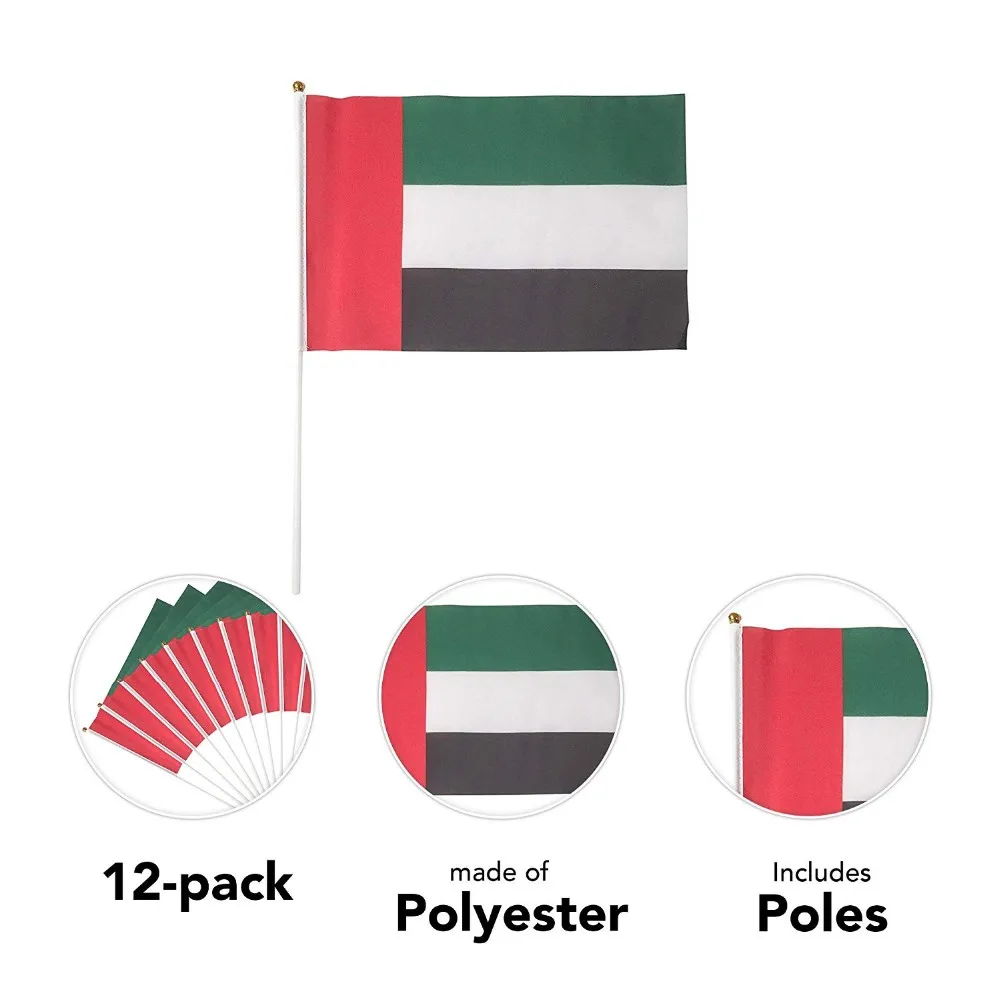14*21cm 12 Pack United Arab Emirates UAE Polyester Country Hand Waving ...
