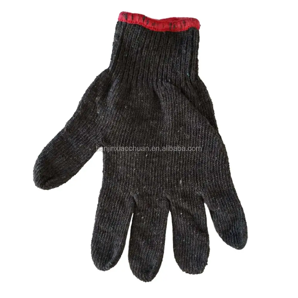 Black String Knitted Cheap Cotton Work Gloves - Buy Black Gloves,Black ...