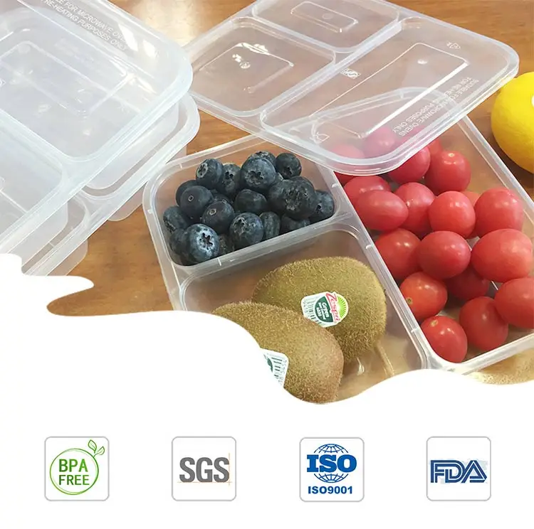 Disposable Plastic 3 Partition Take Out Meal Prep Food Box - Buy Frozen ...