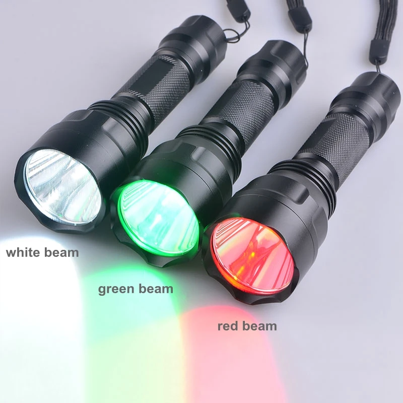 Multi Color White/Green/Red 3W Hunting Tactical Flashlight for Outdoor ...