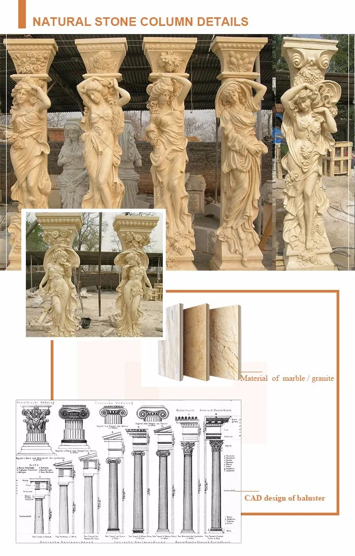 High Quality Western Style Hand Craved Statue Marble Columns Pillars ...