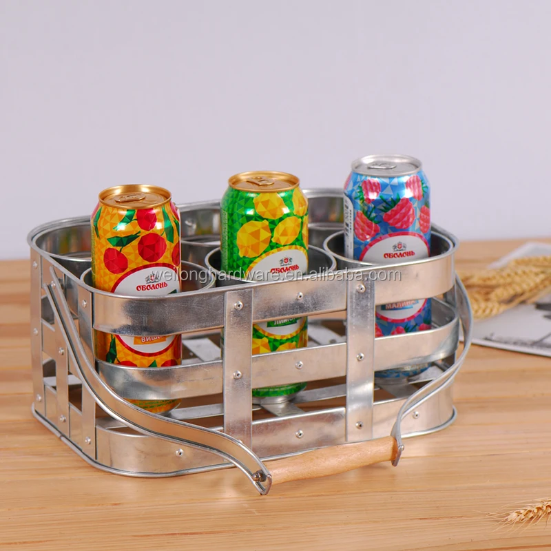 Rustic Design Six Grid Portable Galvanized Metal Beer Stand Wine Bottle ...