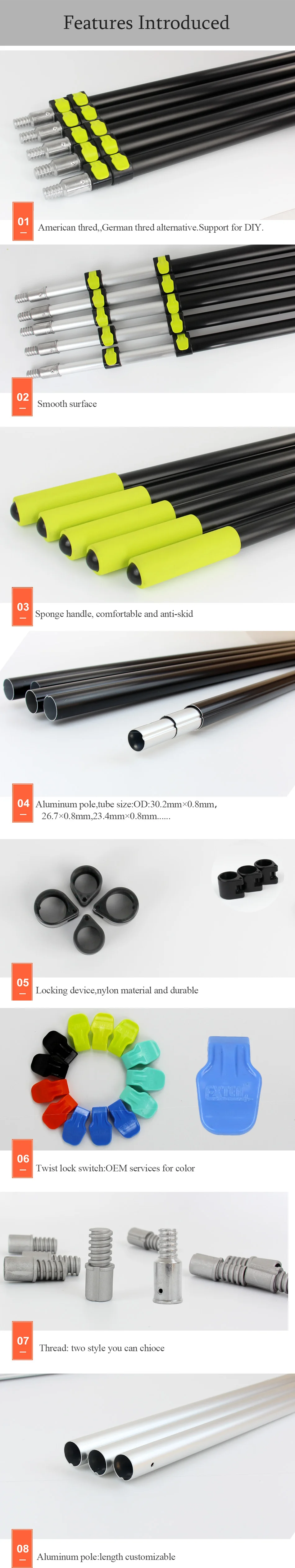 Aluminum Telescopic Pole With Spring Button Lock For Extension Paint ...