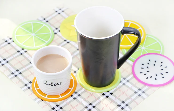 Customized Fruit Design Round Cup Mat - Soft PVC Coasters