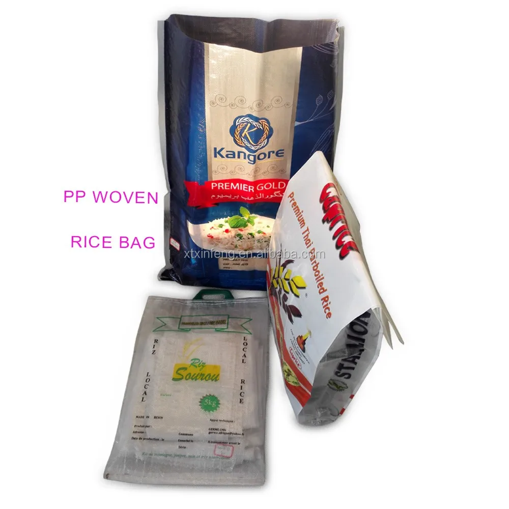 50kg Plastic Woven Polypropylene Rice Packing Bags Design Printing ...