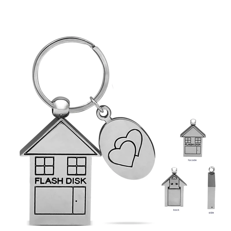 Metal House Shaped Efficient USB Flash Drive 64gb Pendant Usb Memory ...