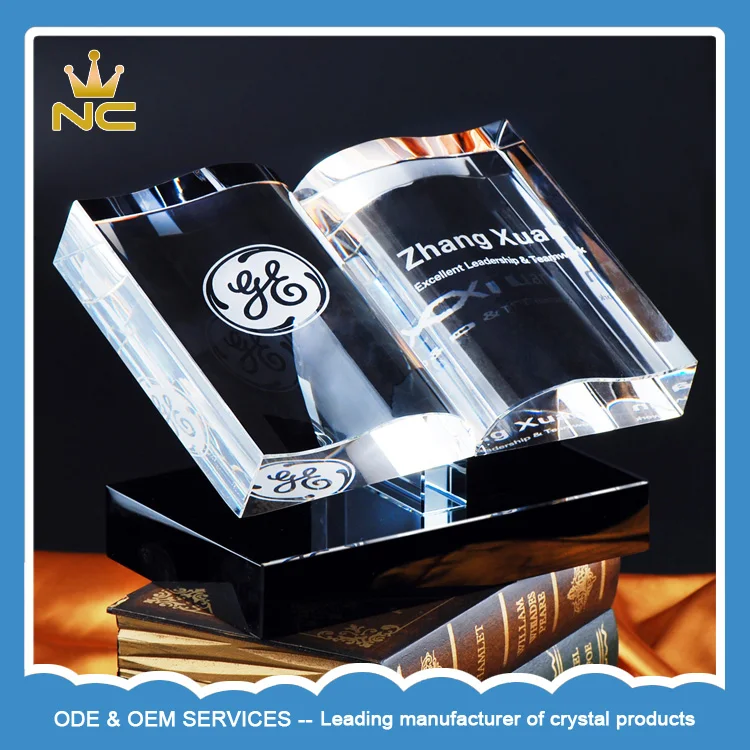 Wholesale Clear Engraved Crystal Book Trophy For Business Souvenirs ...