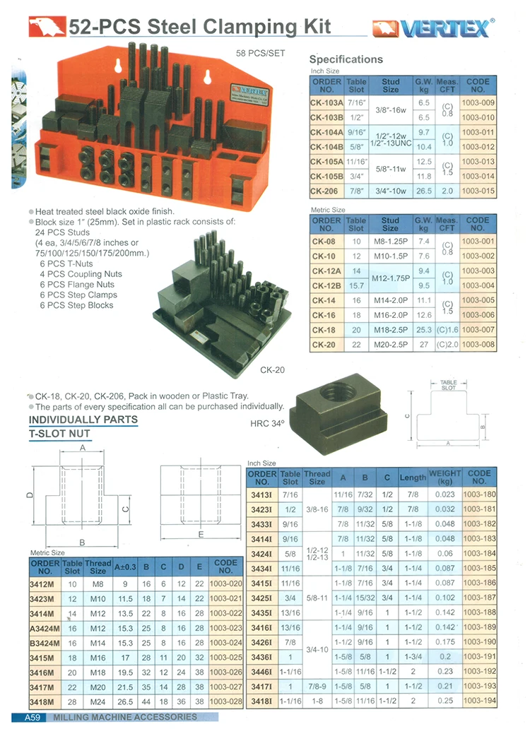 VERTEX 52 Pcs Steel Clamping Kit - Universal Clamping Solutions