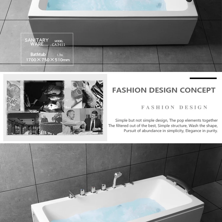 Free Standing 2 Sided Skirt Bathtub - Jet Whirlpool Bath Tubs