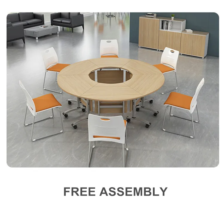 New Movable 6 Person Design Small Round Folding Conference Table