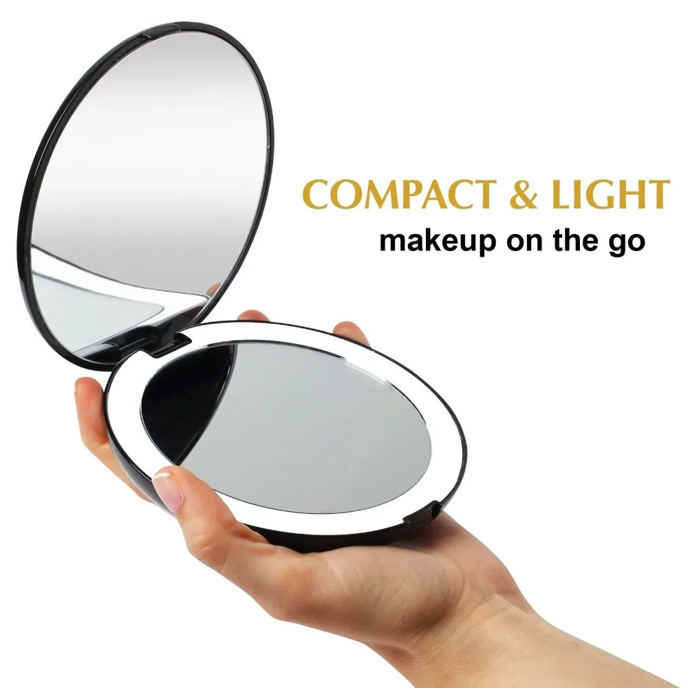1x 10x Round Mini Illuminated Lighted Led Makeup Mirror - Buy Fancy ...